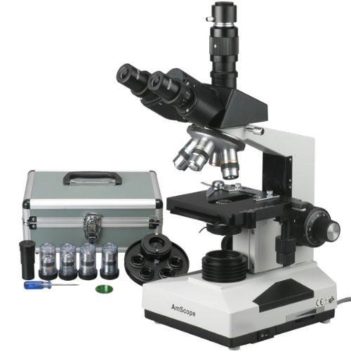 AmScope 40X-1600X Lab Clinic Vet Trinocular Turret Phase Contrast Micr ...