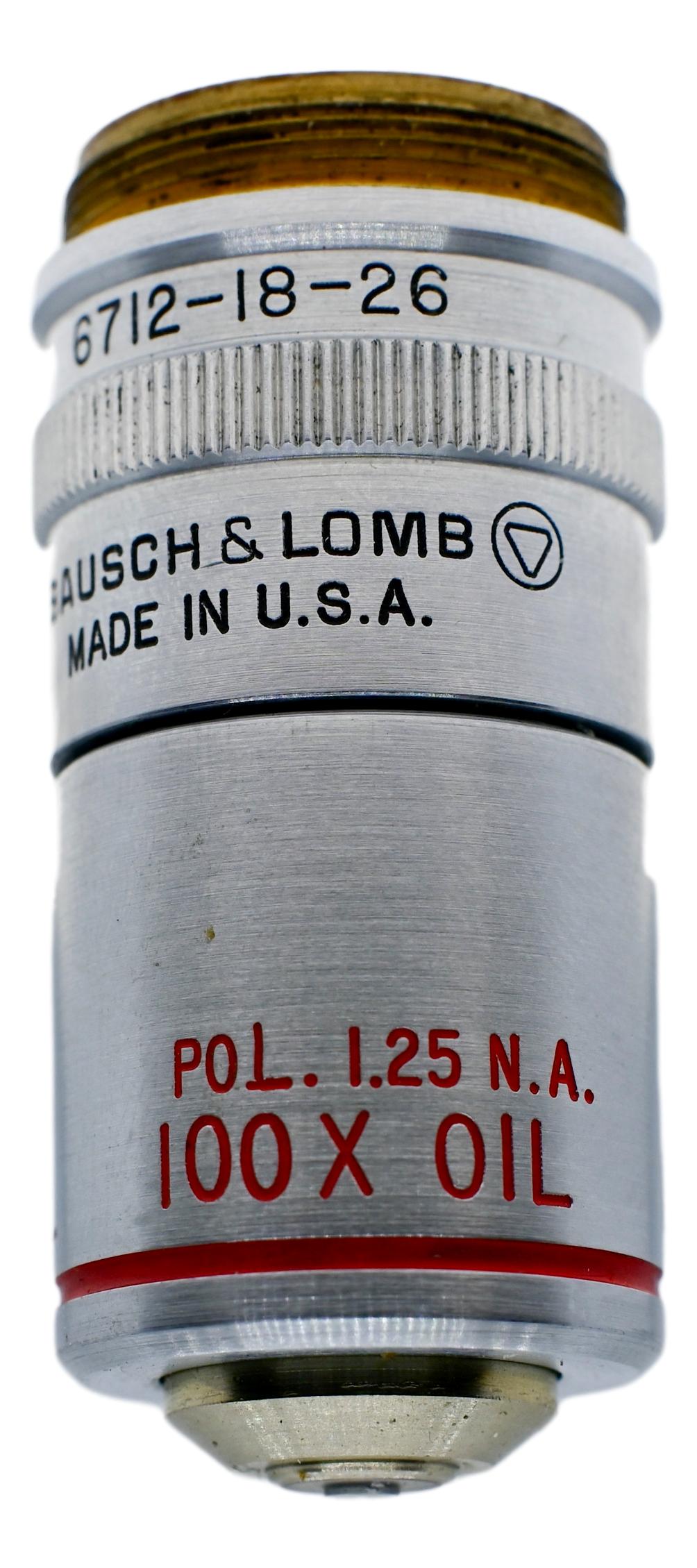 Bausch & Lomb 100x Polarized Flat Field Oil Objective – Microscope Central
