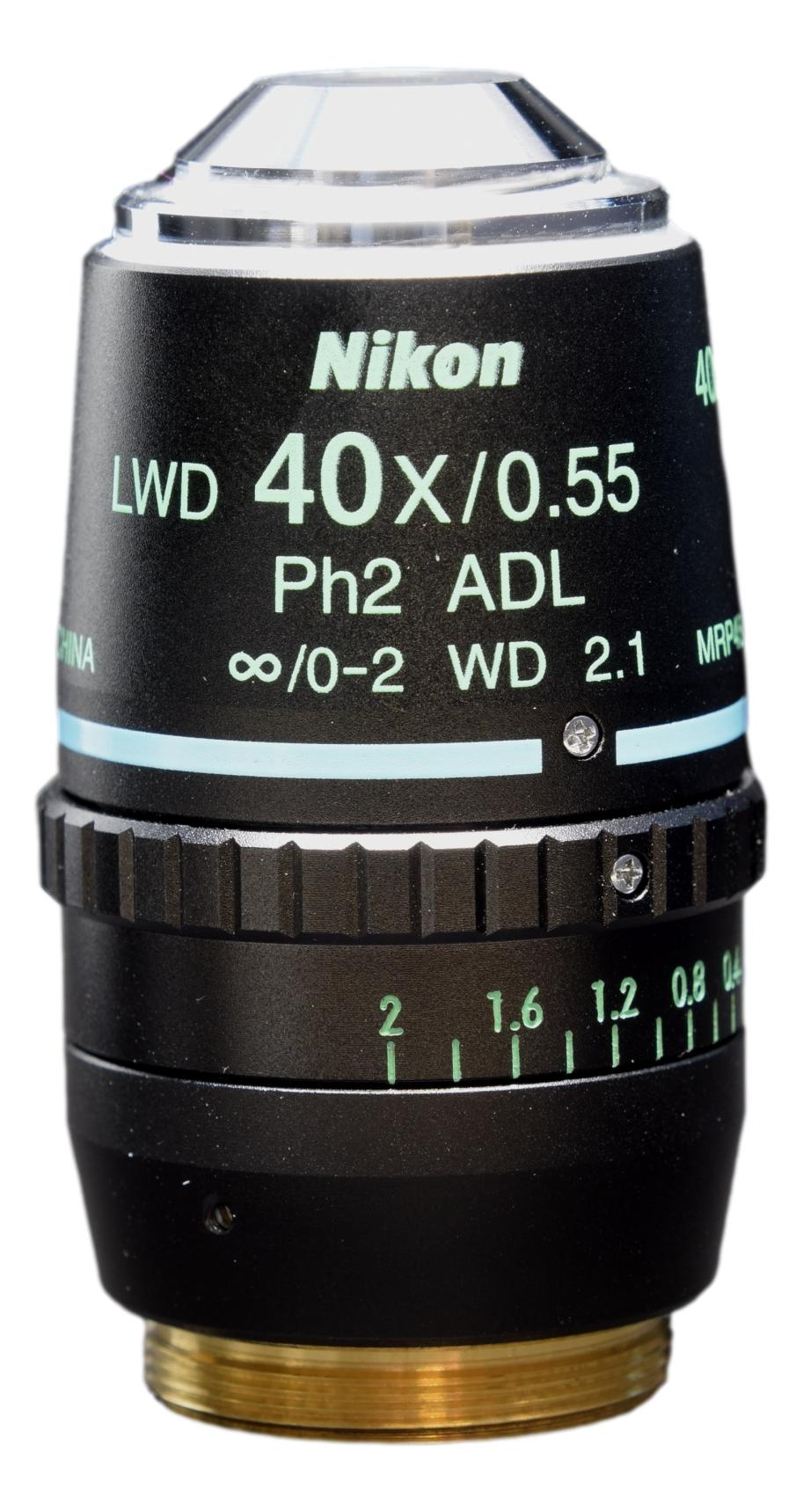 Nikon LWD 40x Ph2 ADL Phase Contrast Microscope Objective. – Microscope Central