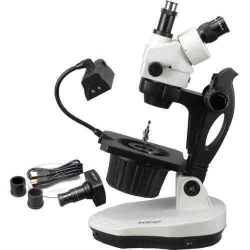 AmScope 3.5X-90X Advanced Jewel Gem Microscope + 3MP Camera ...