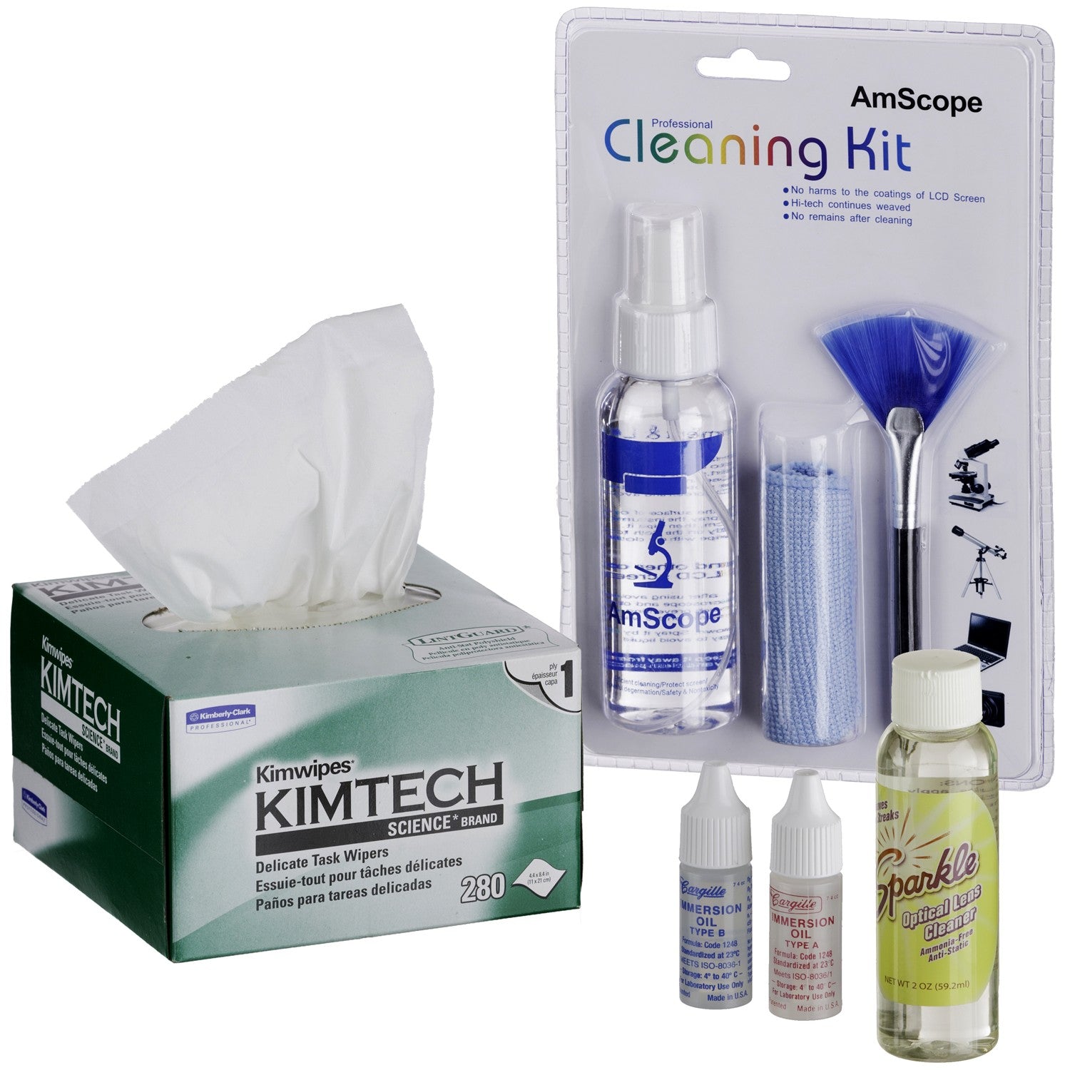 Microscope Operation and Maintenance Kit - Immersion Oil & Cleaning Pa ...